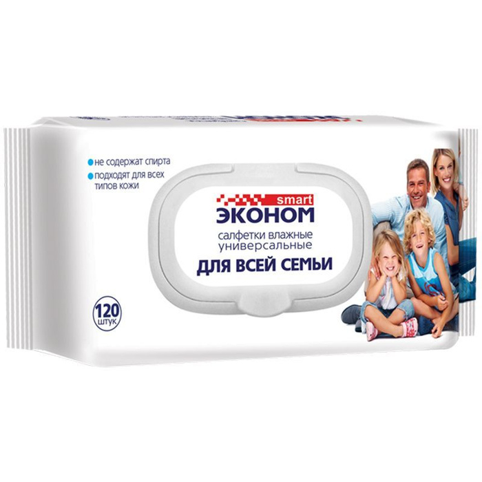 Влажные салфетки АВАНГАРД эконом Smart, 120 шт, для всей семьи, с ...