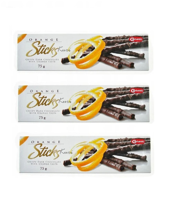 Шоколадные палочки Carletti Orange chocolate sticks, 3 шт по 75гр ...