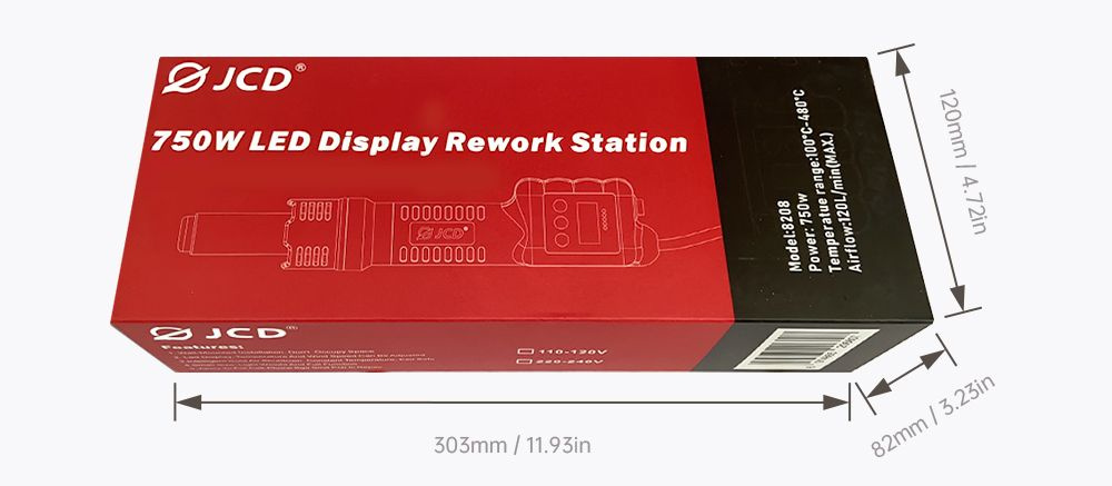 JCD миниатюрный пистолет горячего воздуха 8208 750 Вт станция переделки сварки ЖК-дисплей ...