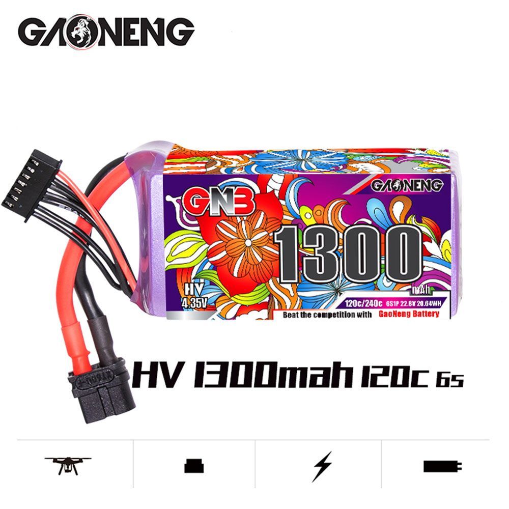 Lipo аккумулятор для FPV квадрокоптеров GNB LiPo 6S 22.8V 1300mAh 120C ...