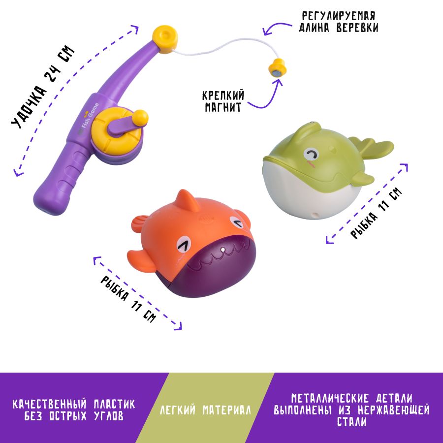 Развивающая игрушка для детей, рыбалка магнитная для купания в ванной с ...
