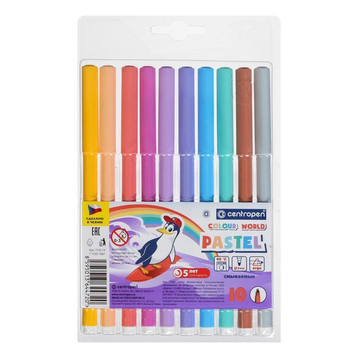 Фломастеры 10 цветов, Centropen Colour World Pastel 7550/10 TP ...