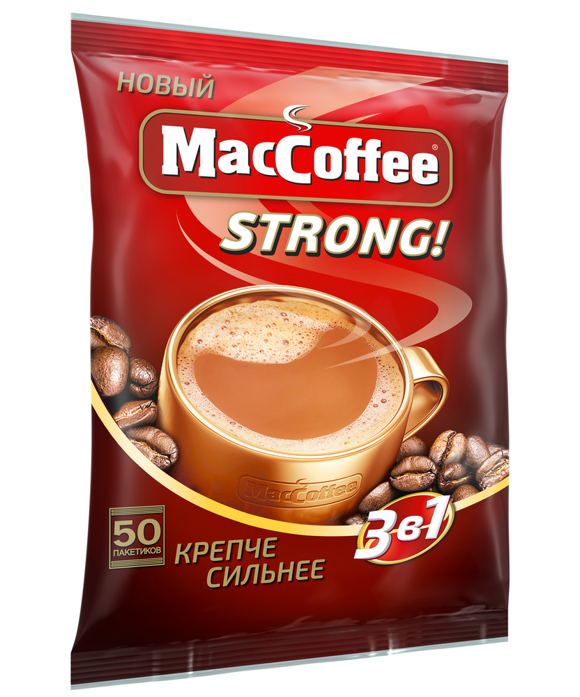 MacCoffee Strong кофейный напиток 3 в 1, 50 шт - купить с доставкой по ...