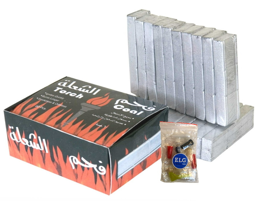 Уголь древесный прессованный Torch (Торчок) 60шт 400гр + одноразовые ...