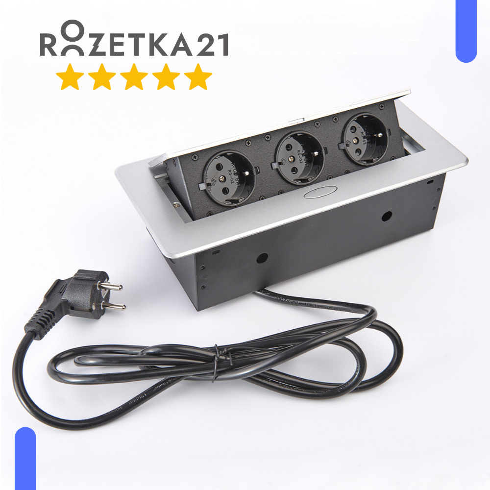Встраиваемая выдвижная розетка в столешницу, 2 euro розетки, 2 USB, с ...