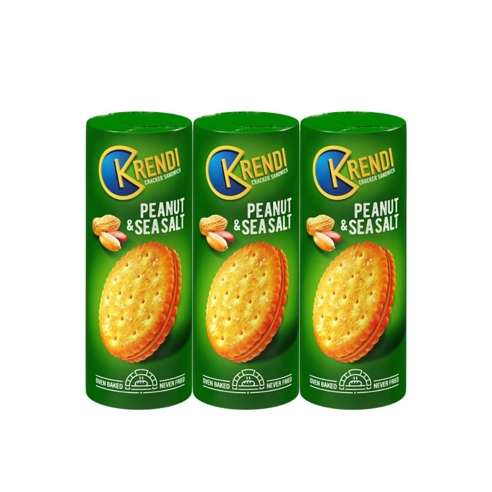 Krendi, крекер-сэндвич Peanut&sea salt, 170 грамм, 3 упаковки - купить ...