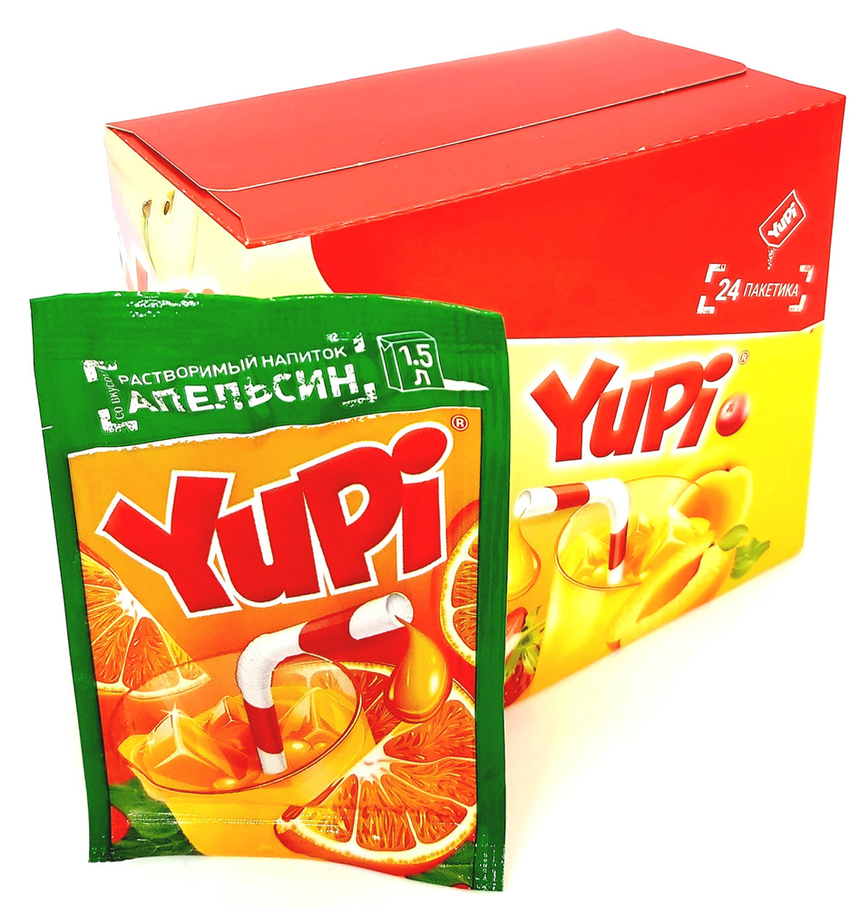 Растворимый напиток YUPI Апельсин, напиток Юпи из 90-х, 1 блок / 24 шт ...