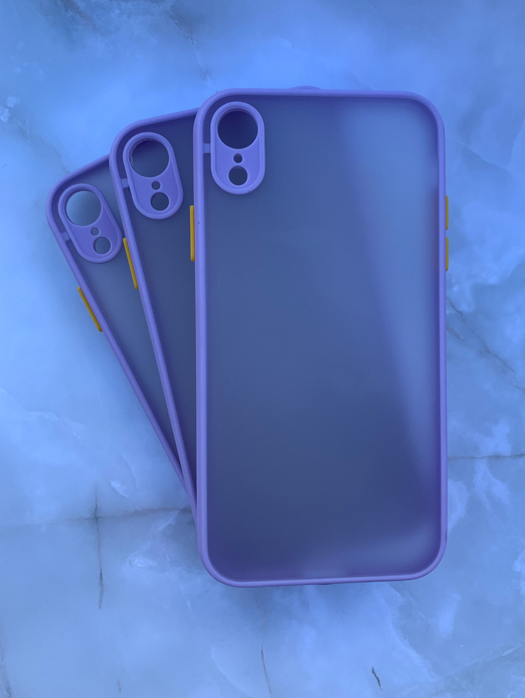 Чехол для iphone XR / айфон xr, фиолетовый, прозрачный, защита камеры ...