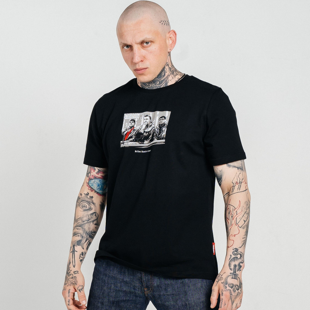 Футболка Mother Russia, размер 46, цвет черный, Хлопок 92%, Эластан 8% ...