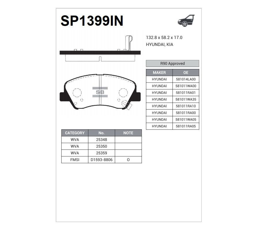 Колодки тормозные Sangsin Brake SP1399IN Передние - купить по низким ...