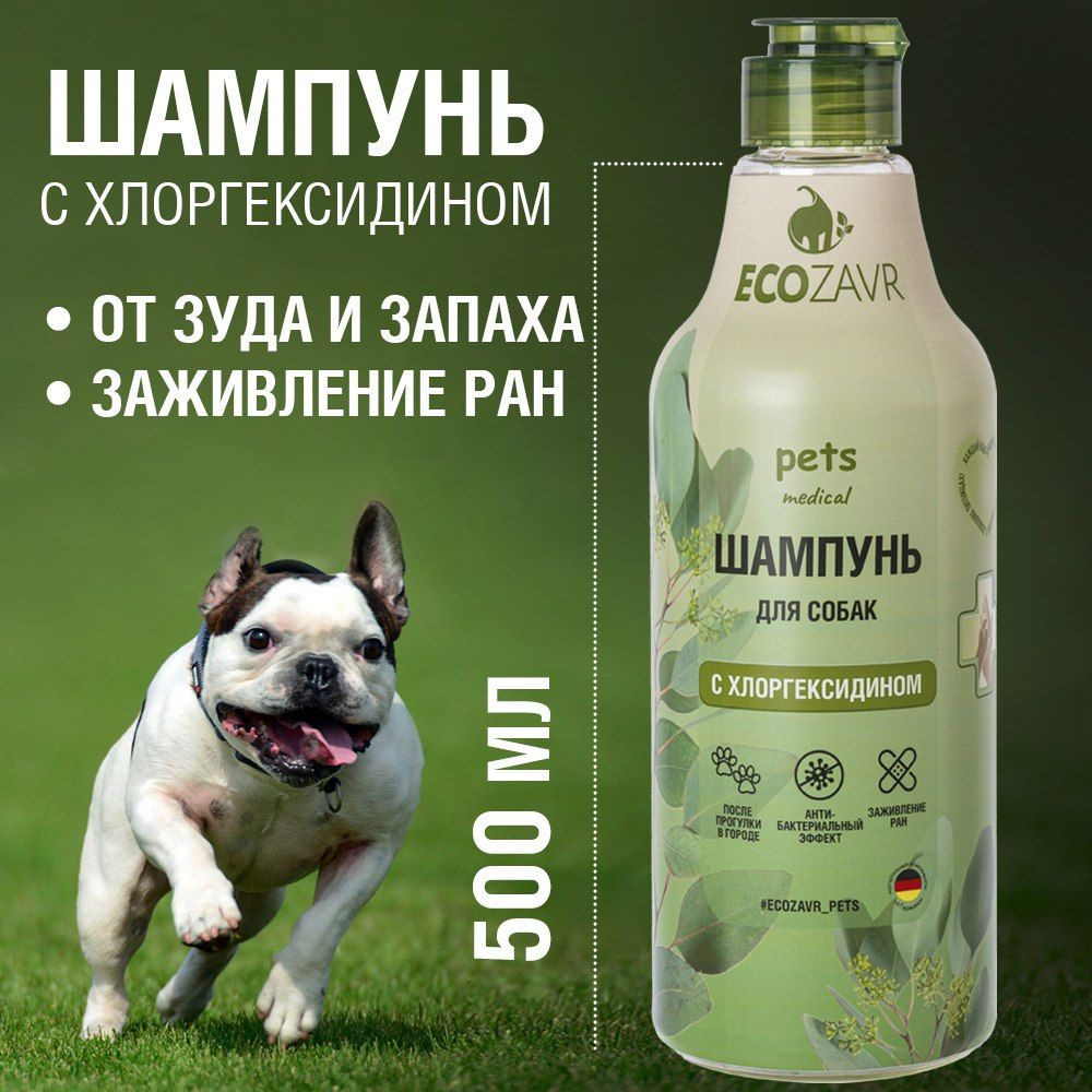 Шампунь для собак ECOZAVR с хлоргексидином, 500 мл., большой объем ...