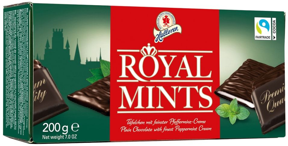 Шоколад Halloren Royal Mints с мятной начинкой 200г - купить с доставкой по выгодным ценам в ...