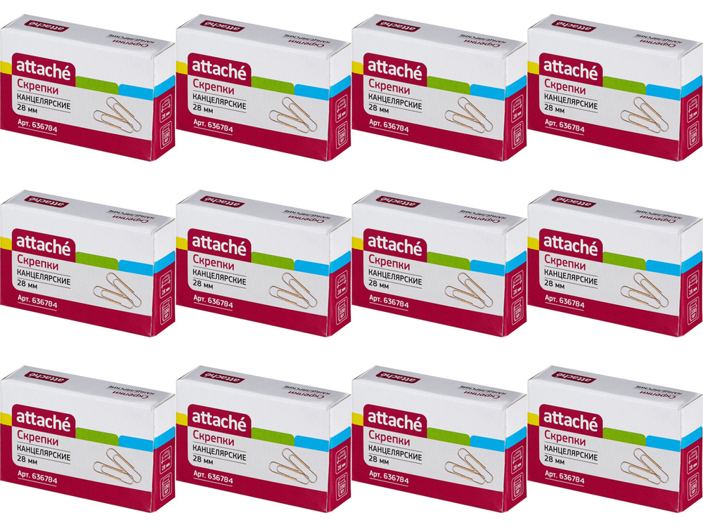 Attache Скрепки золотистые 28 мм 100 шт, 12 уп купить на OZON по низкой цене (2339277370)