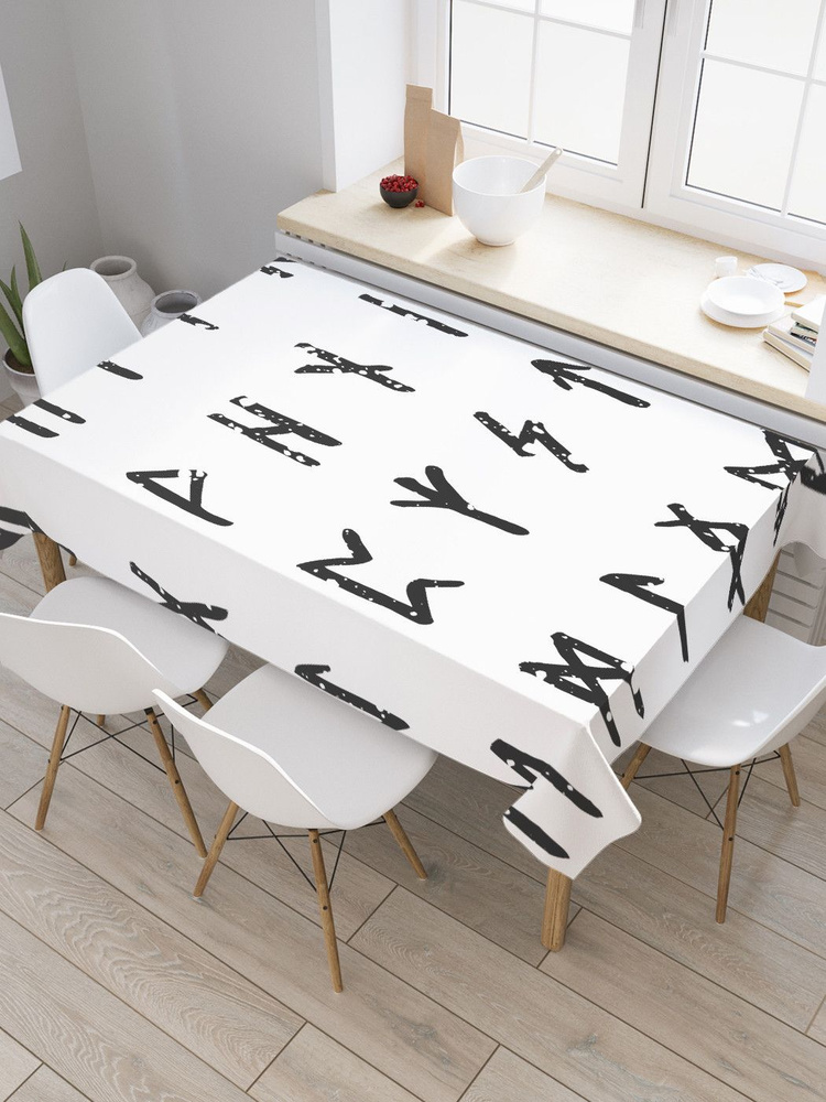 Прямоугольная тканевая скатерть на стол JoyArty с рисунком "Рунический алфавит футарк" 145 на ...