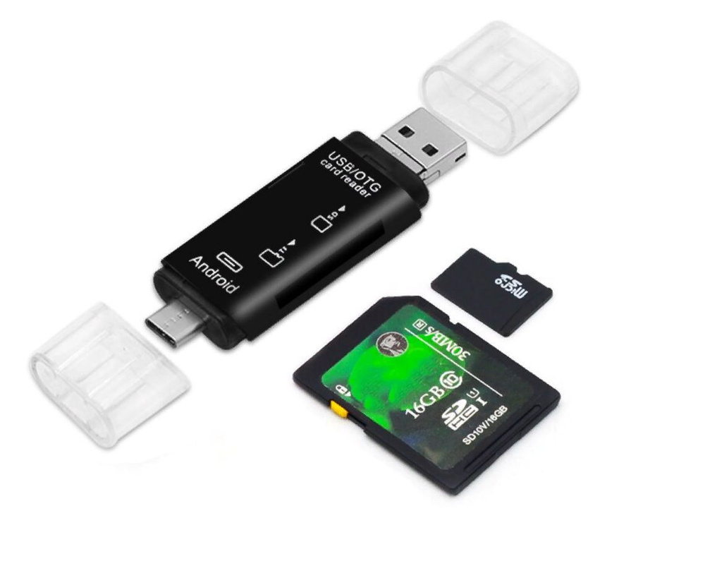 OTG Картридер USB 3 в 1 D-178 Type C & Micro USB TF/SD, Адаптер Tf/SD ...