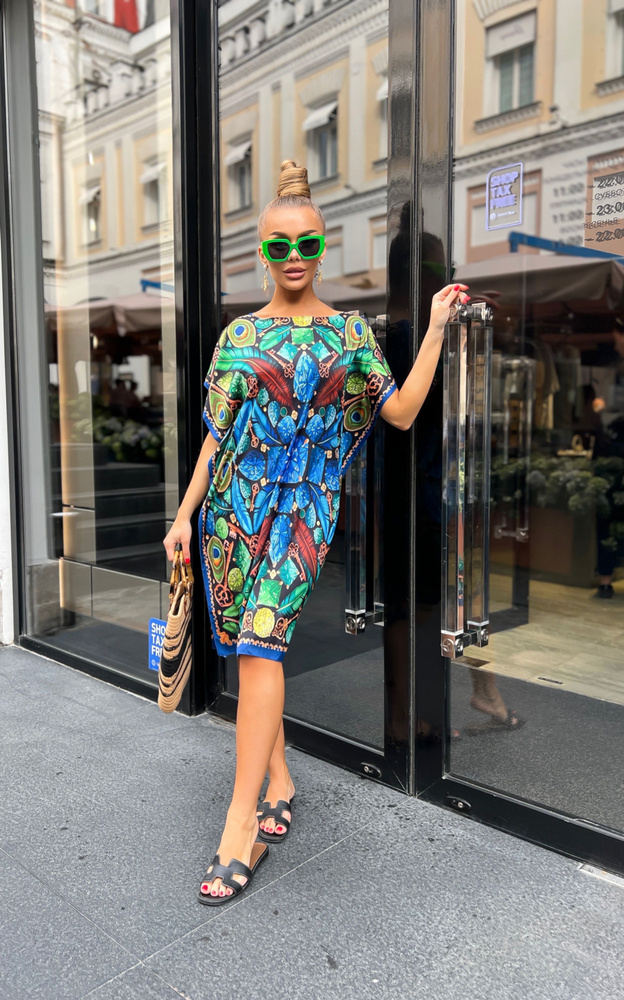 Платье Женский MARMELAD разноцветный Пляжный Средний Шелк, размер универсальный для беременных ...