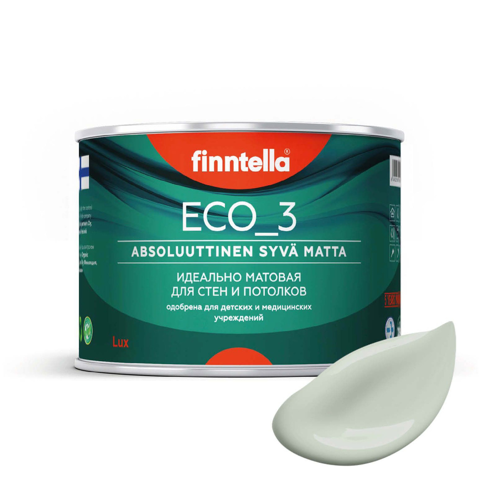 Краска FINNTELLA матовая для стен моющаяся ECO 3, для обоев под ...