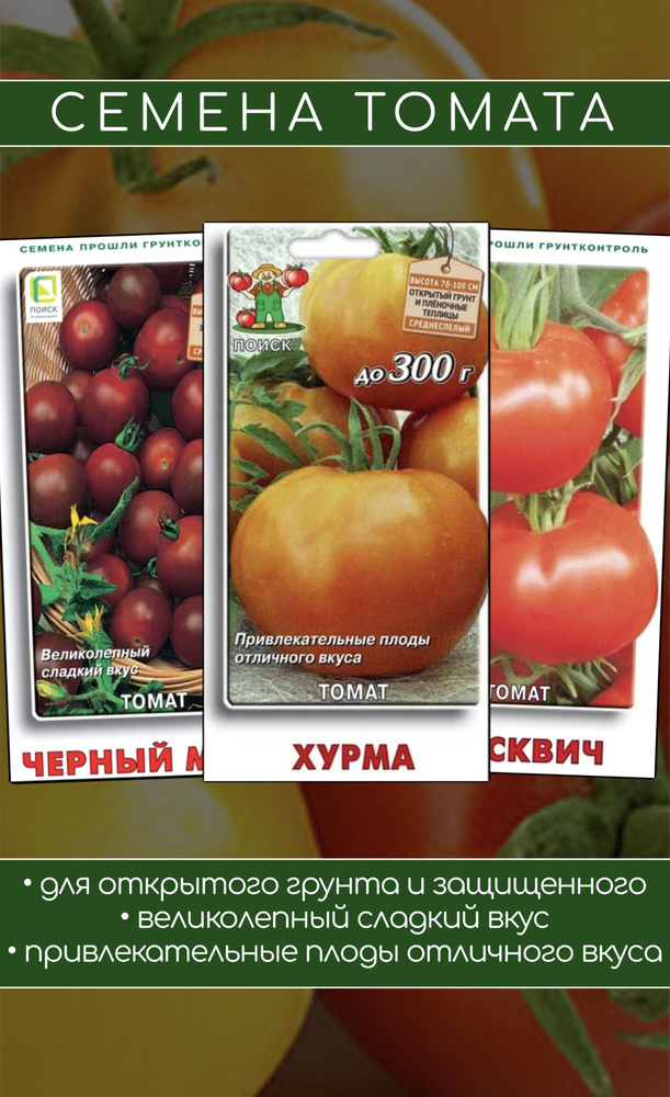 Томаты ПОИСК Агрохолдинг Томат Черный мавр, Хурма, Москвич - купить по ...