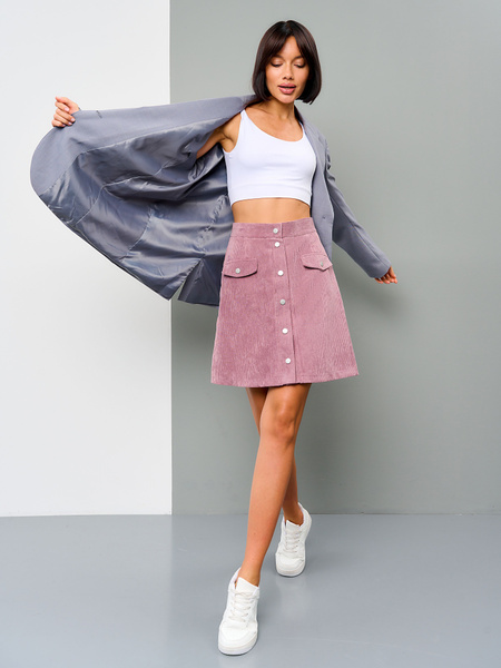 Юбка Женский XARIZMAS MIND'N'SOUL лиловый Полиэстер, Нейлон тюльпан, размер 48 Кнопки Мини ...