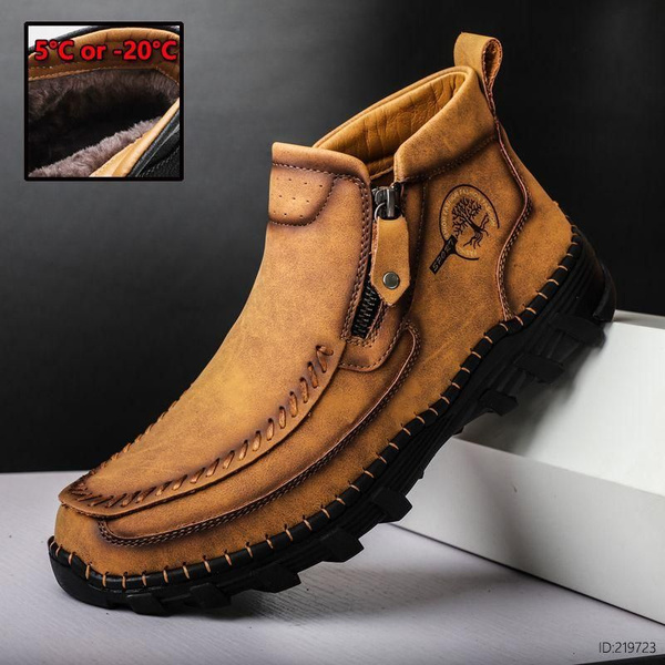 Мокасины Мужской KERNA коричневый, размер 43 Молния Платформа Зима Съёмная стелька, Коровий ...