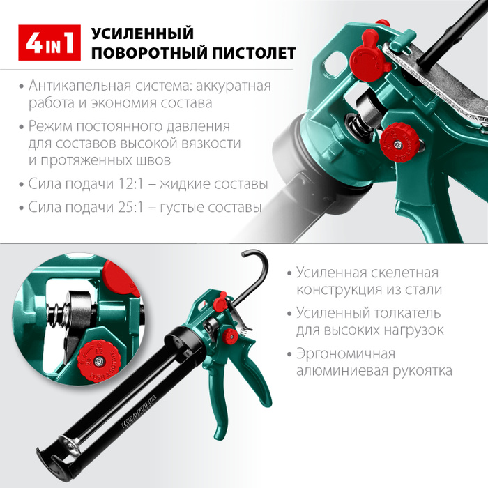 Пистолет для герметика Kraftool Механический, Скелетный купить по ...