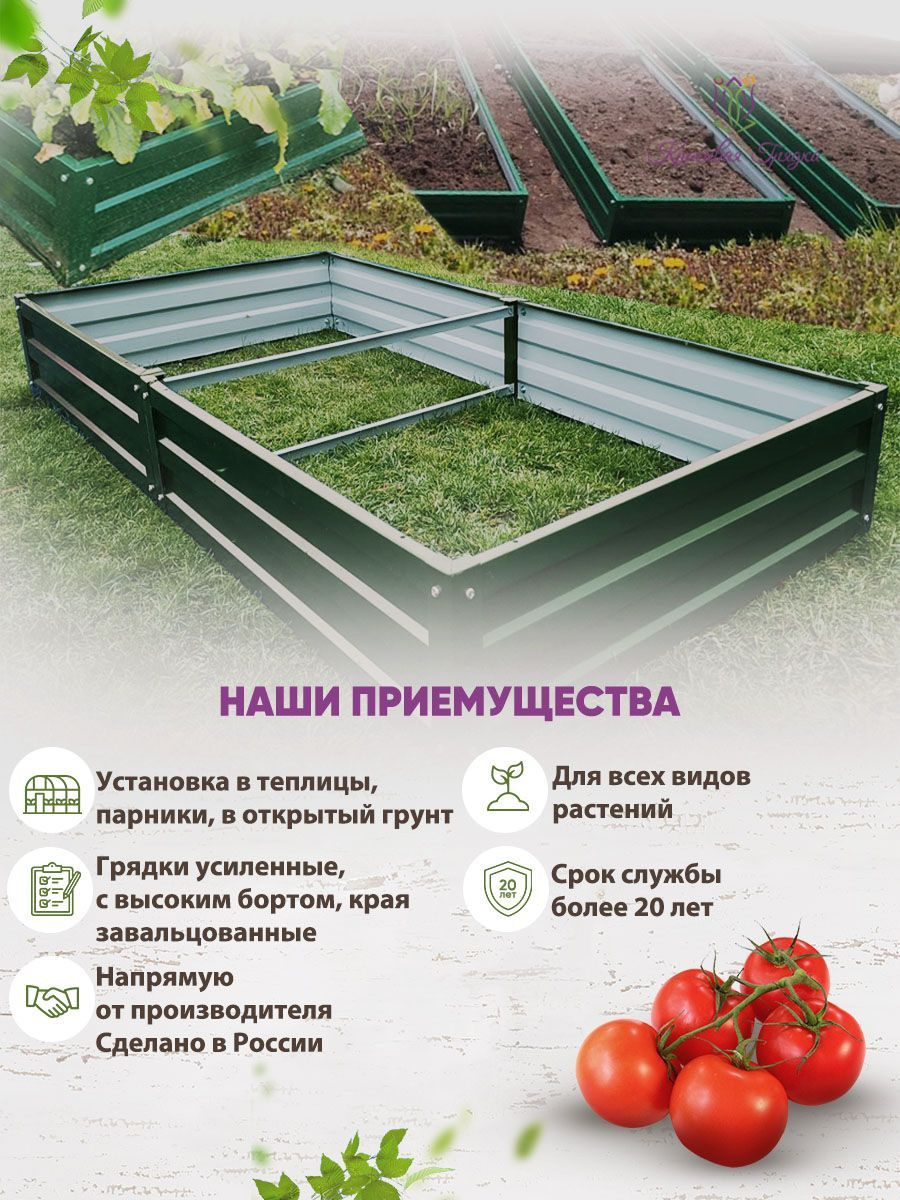 Грядки оцинкованные на дачу с полимерным покрытием усиленные 3х1 метр ...