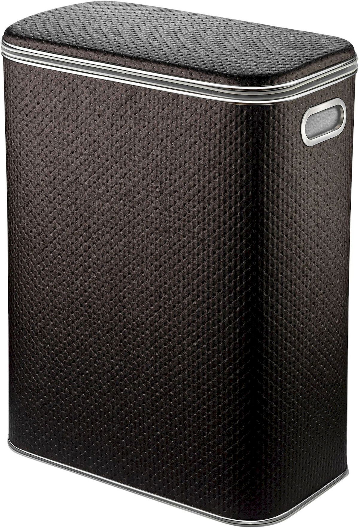 Корзина для белья PUNTO шоколадная экокожа, кант хром, стандартная ...