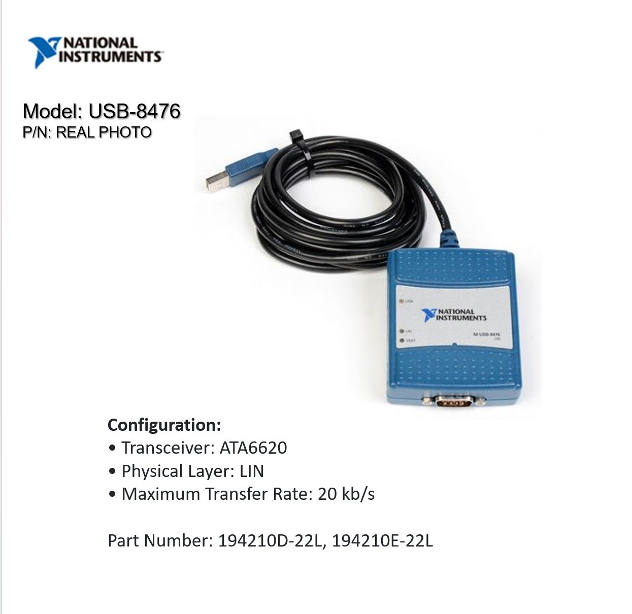 NI USB-8476, Один порт высокоскоростной интерфейс USB купить на OZON по ...