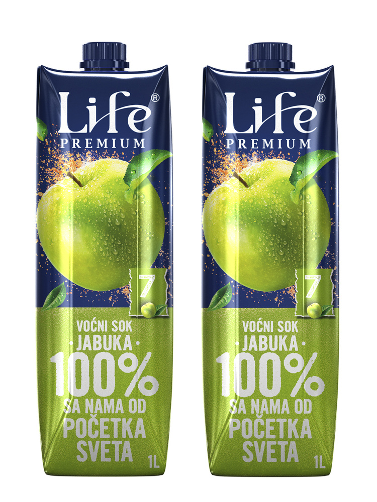Сок Life Premium яблочный без добавления сахара 1 л х 2 шт, Сербия ...