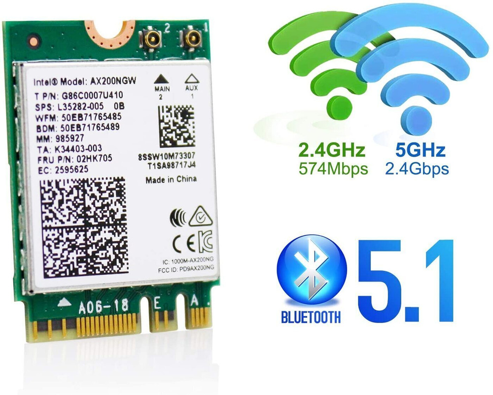 Intel Wi-Fi-адаптер Адаптер беспроводных локальных сетей Wi-Fi 6 AX200 ... Intel Wi-Fi-адаптер Адаптер беспроводных локальных сетей Wi-Fi 6 AX200 ...