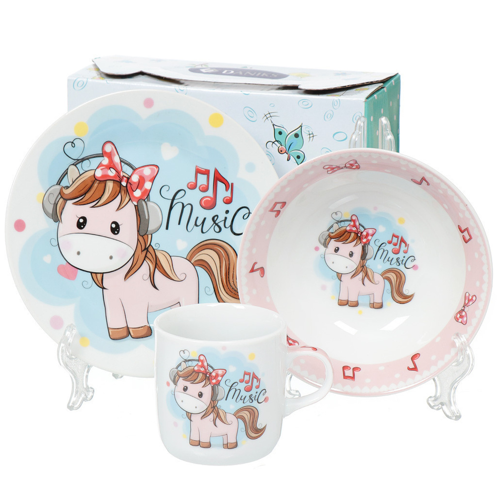 Daniks Набор детской посуды керамика 3 предмета для кормления, Пони купить на OZON по низкой ...