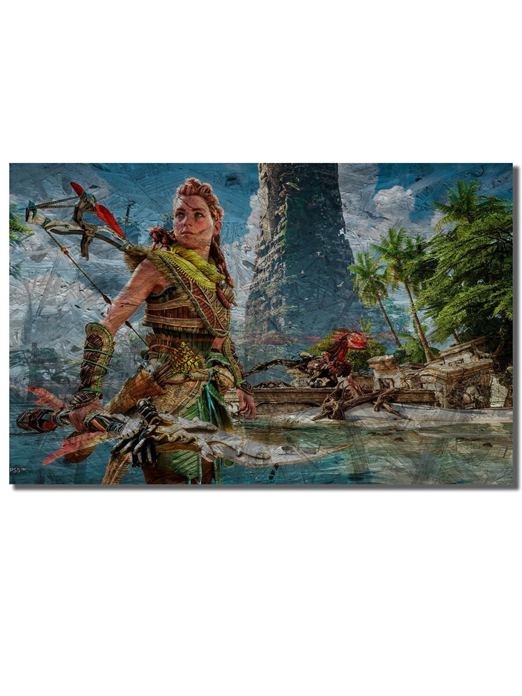 Картина интерьерная на рельефной доске игра Horizon zero dawn 2 5356 Г ...