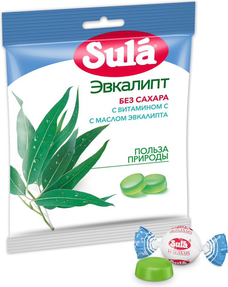 Леденцы без сахара Sula Эвкалипт, 60 г - купить с доставкой по выгодным ...