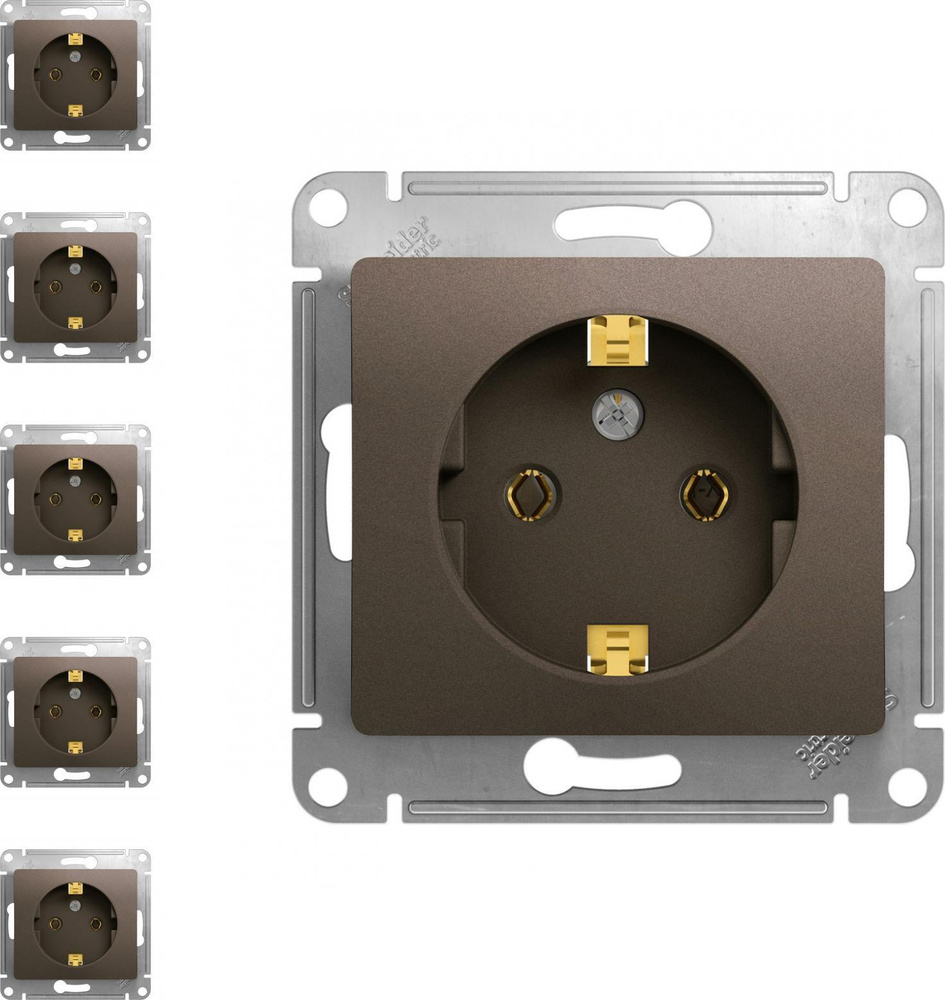 Механизм розетки Schneider Electric Glossa с заземлением шоколад ...