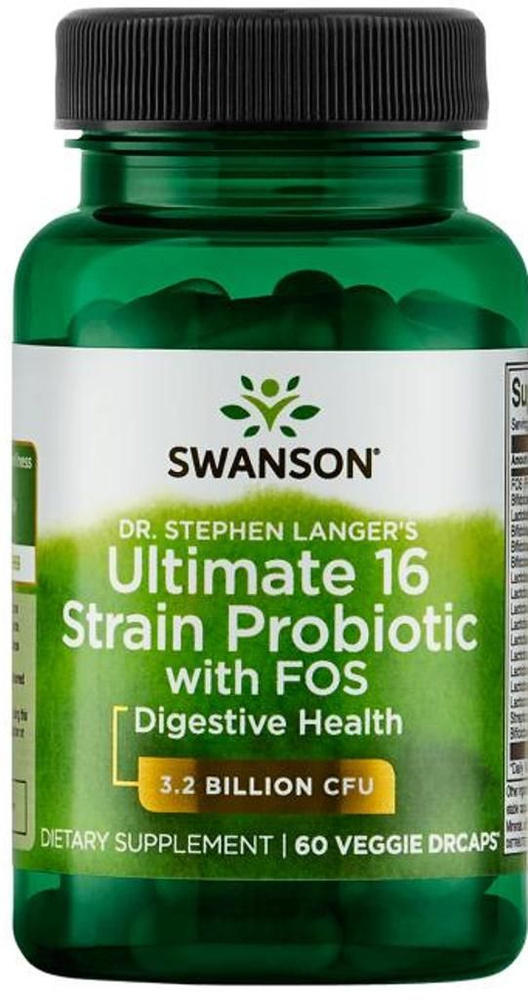 Ultimate 16 Strain Probiotic with FOS, 3.2 Billion CFU 60 veg caps ...