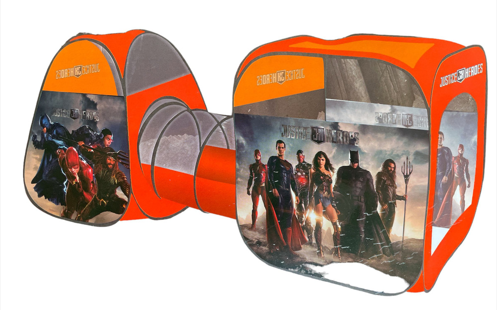 Детская игровая палатка с туннелем Супер герои "2 домика с трубой" 270 ...