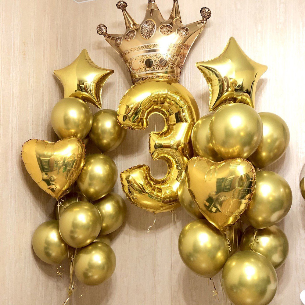 Золотые шары с цифрой и короной - купить в интернет-магазине OZON с ...