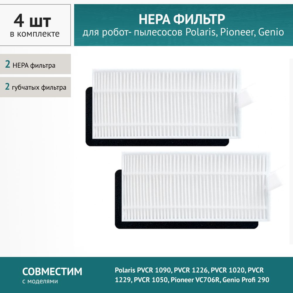 HEPA фильтр 2шт. для робот-пылесоса Polaris PVCR 1090, PVCR 1226, PVCR ...