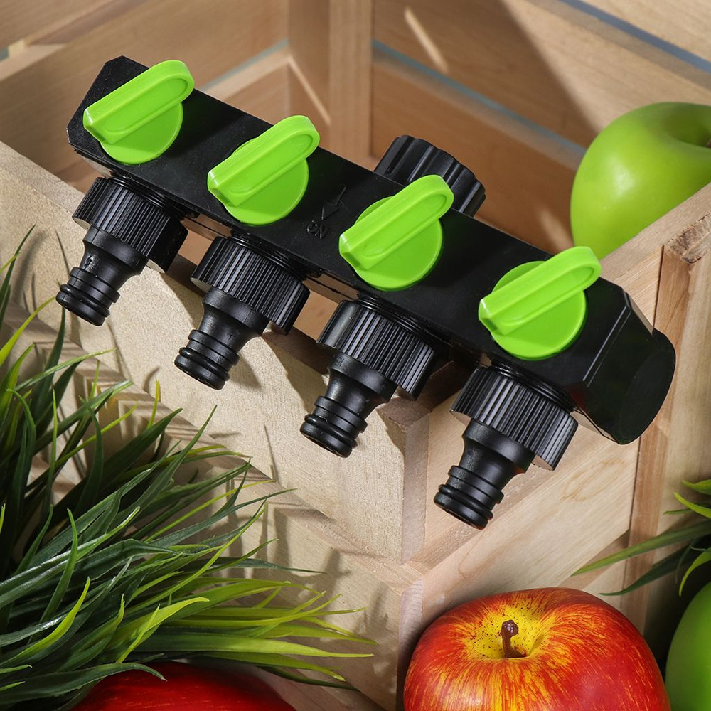 Grandy Распределитель для шланга 4-х канальный, 3/4" быстросъемный, с регулировкой подачи воды ...