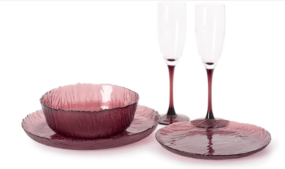 Набор столовой посуды LUMINARC VOLCANO LILAC с бокалами для шампанского ...