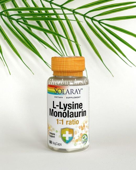 L-Lysine Monolaurin 60 caps Solaray, L-лизин и монолаурин - купить с ...
