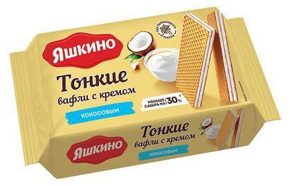 Вафли Яшкино тонкие с кокосовым кремом, 144 г, 10 шт - купить с ...