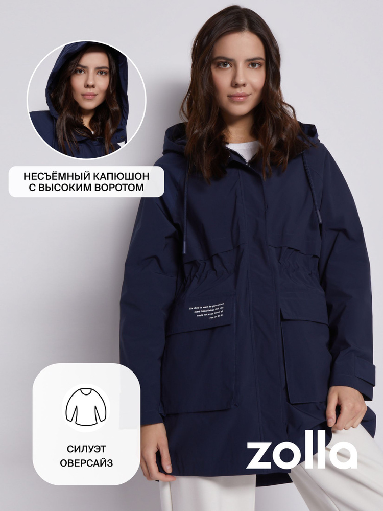 Плащ Женский Zolla темно-синий Длинный, размер 50 Полиэстер Китай Лето купить c доставкой на ...