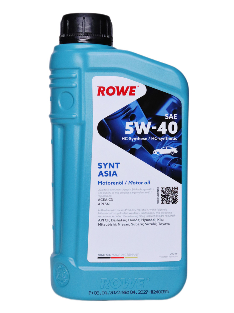 Масло моторное ROWE 5W-40 Синтетическое - купить в интернет-магазине ...