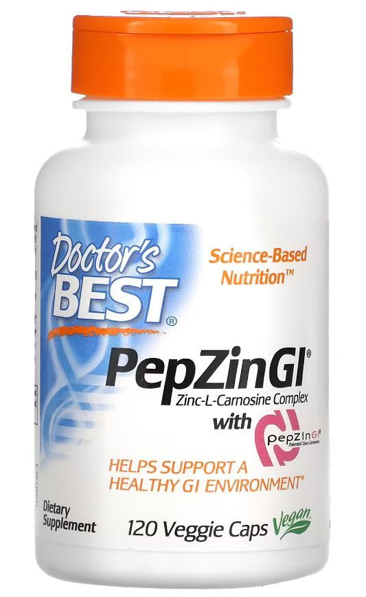 Doctor's Best, PepZin GI, комплекс цинк-L-карнозина, 120 вегетарианских ...