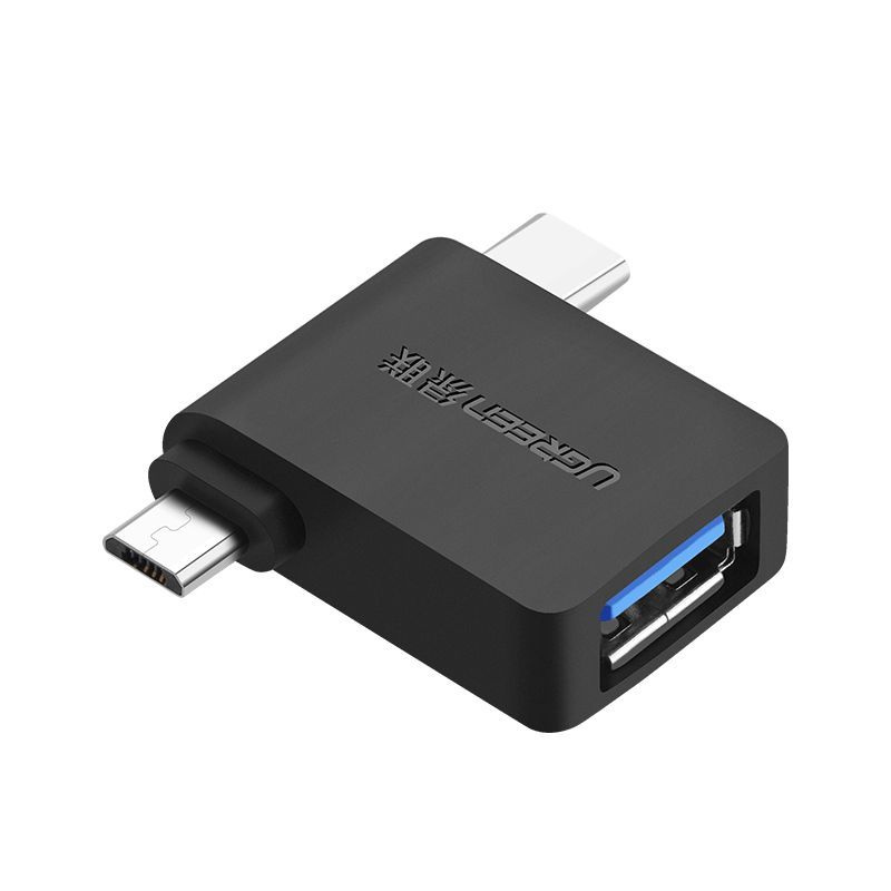 Адаптер Ugreen Micro USB + USB-C - USB 3.0 A Female OTG, цвет черный ...