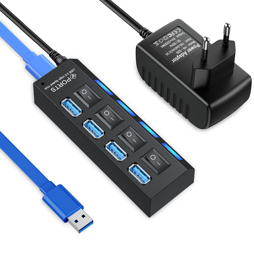 Usb разветвитель 3 0 Usb Hub Usb концентратор с адаптером питания 4