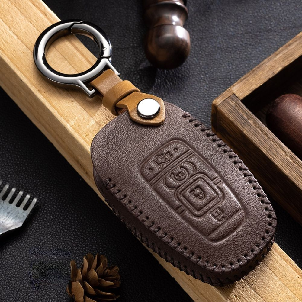 Кожаный чехол для ключа автомобиля с 4 кнопками для Ford Fusion Mustang Explorer Edge EcoSport ...