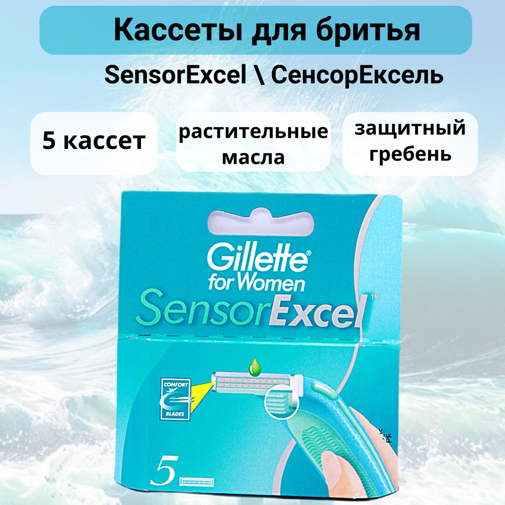 Gillette Сменные кассеты для бритья Sensor Excel 5шт - купить с ...
