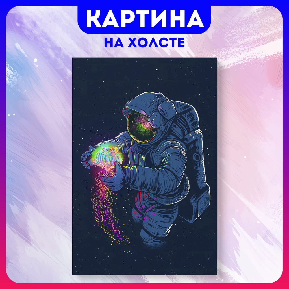 Картина на холсте космонавт в космосе планеты (10) 50х70 см - купить по ...